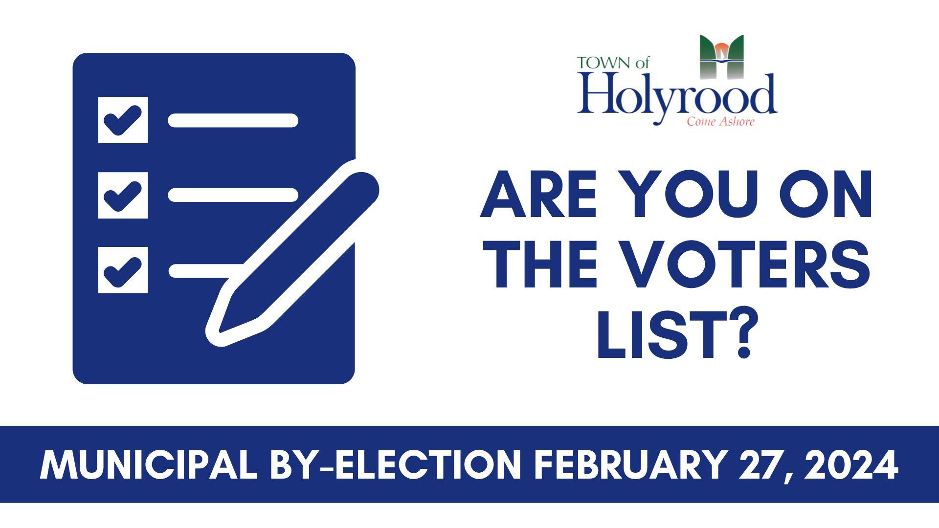 Voters List - Municipal By-election - Town of Holyrood