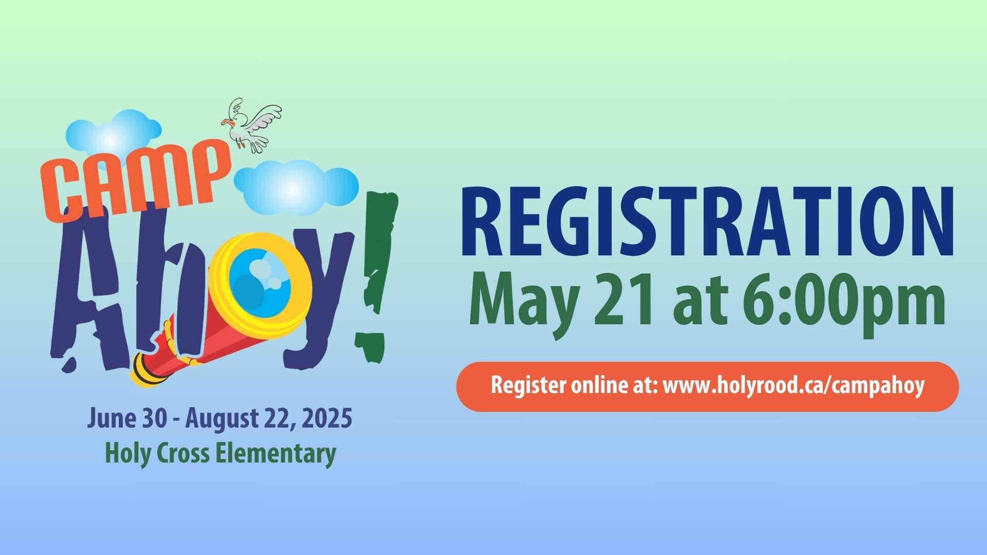 Camp A'hoy Registration - May 21 at 6:00pm - Town of Holyrood