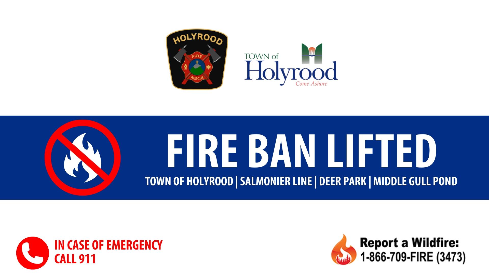 Fire Ban Lifted - June 9, 2025 - Town of Holyrood